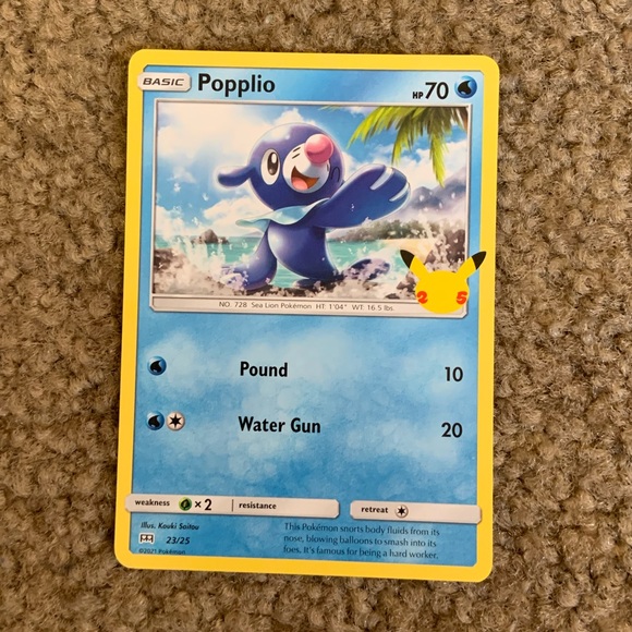 Pokemon | Toys | Pokmon 25th Anniversary Popplio Card | Poshmark
